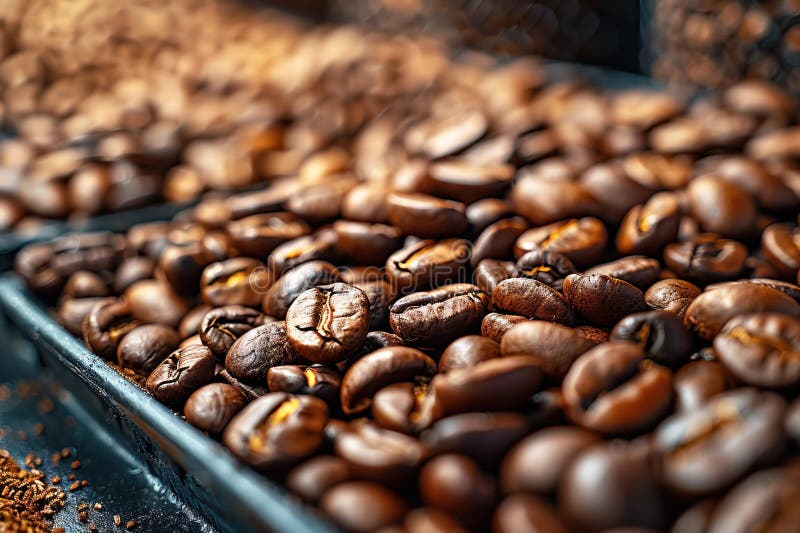Coffee Beans Close-up Macro, Brown Black Caffeine Ingredient Texture ...