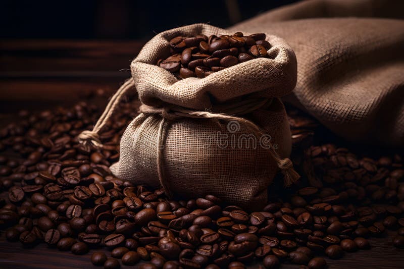 Coffee Beans and Coffee Bean Packets with Copy Space by Generative AI ...