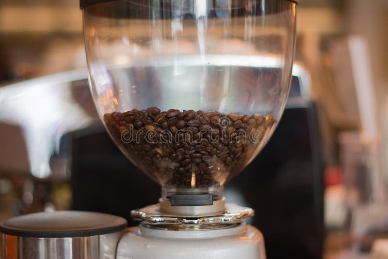 Coffee Beans in a Coffee Machine. Stock Photo - Image of grinder ...