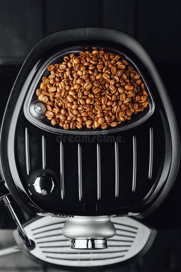 Coffee Beans in Coffeemaker Bean Container Stock Image - Image of ...