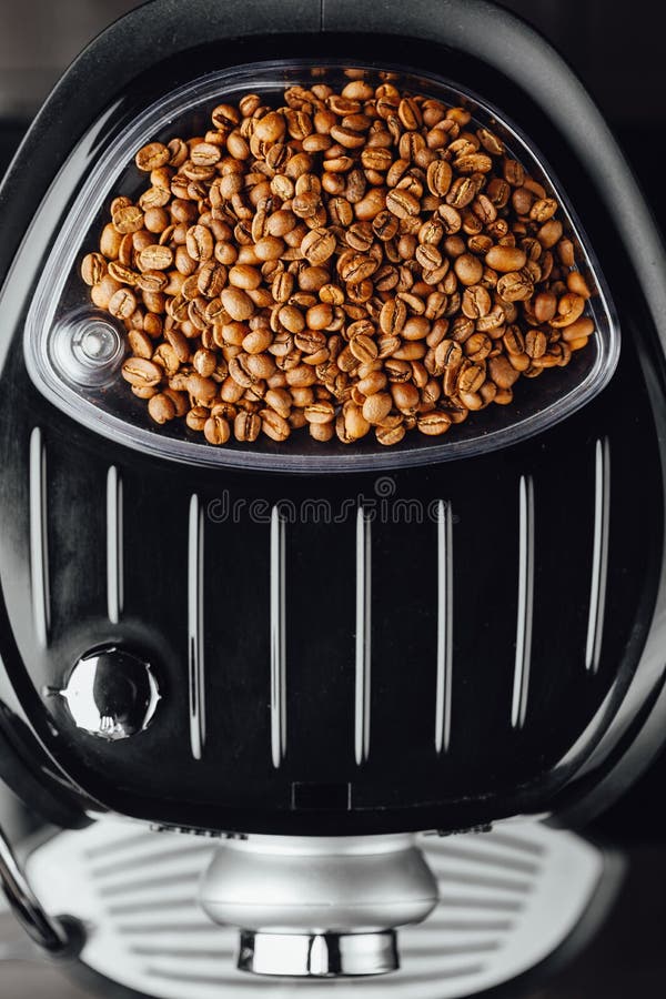 Coffee Beans in Coffeemaker Bean Container Stock Image - Image of ...