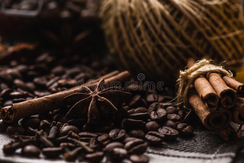 Coffee Beans with Condiment Stock Image - Image of anise, cord: 79692559