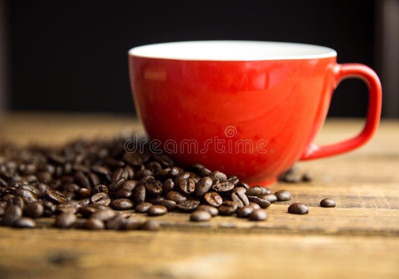 Coffee beans and cup stock image. Image of caffeine - 255573179