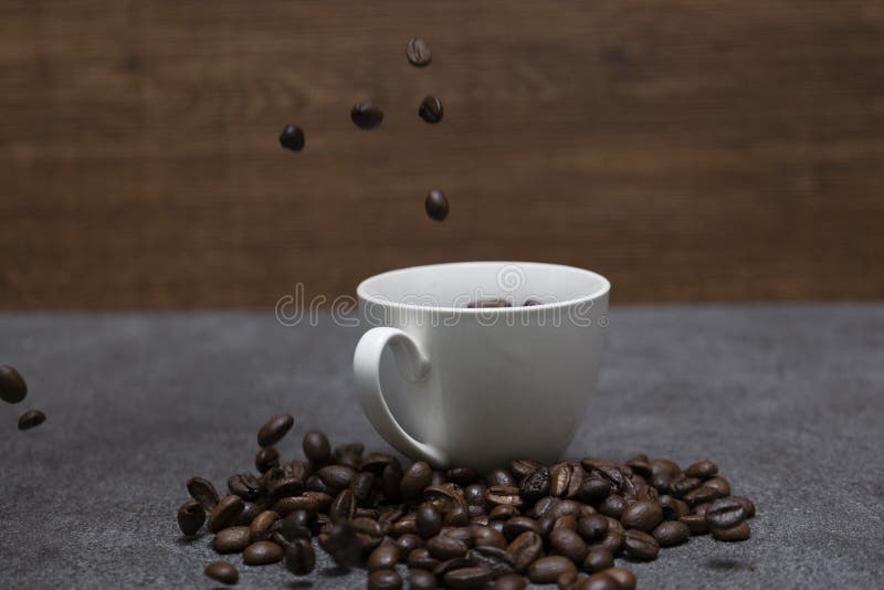 Coffee Beans in a Coffee Cup. Stock Photo - Image of drink, roasted ...