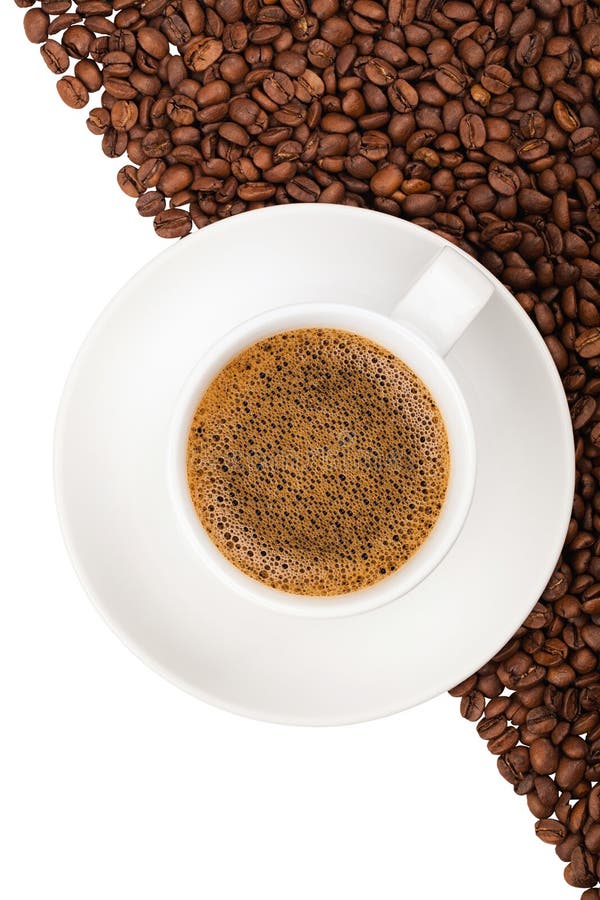 Coffee Beans and Cup Background Stock Image - Image of isolated, fresh ...