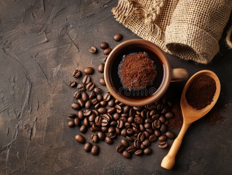Coffee and Coffee Beans stock image. Image of desk, fresh - 375488085