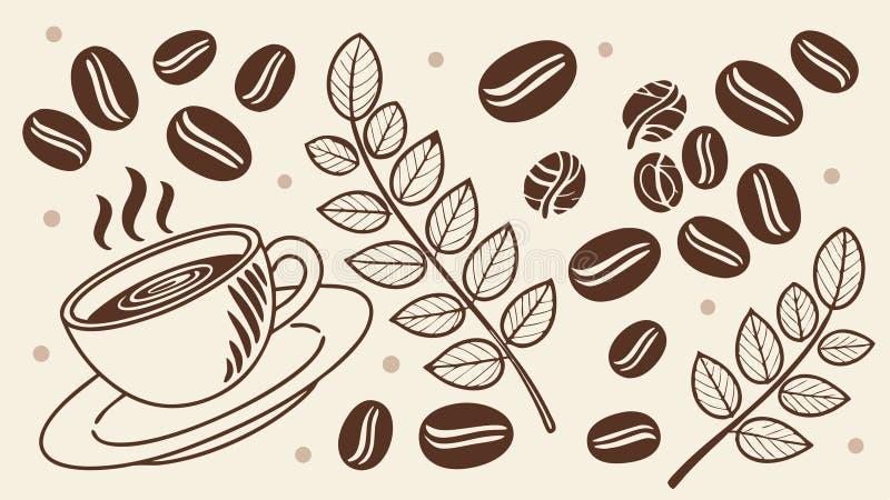Coffee Beans and Cup Illustration, Cafe Theme, Vector Design Generative ...