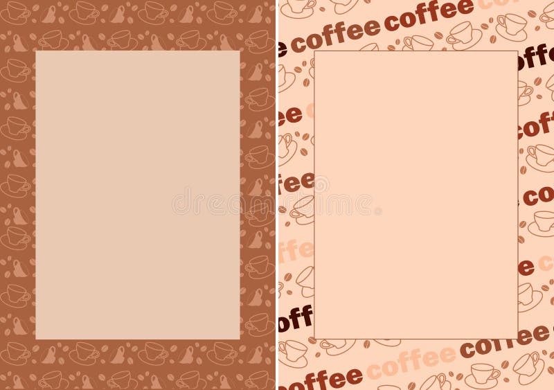 Coffee Beans and Cups in Vector Beige Frames for Menu Stock Vector ...