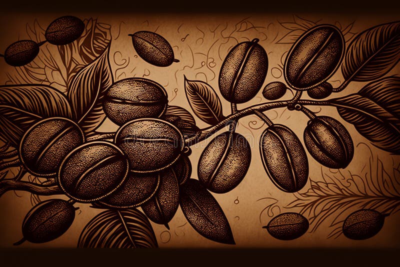 Coffee Beans Drawing. Brown Coffee Bean. Coffee Background. Generative ...