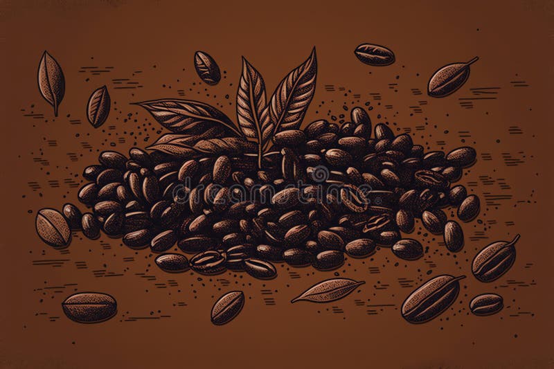 Coffee Beans Drawing. Brown Coffee Bean. Coffee Background. Generative ...