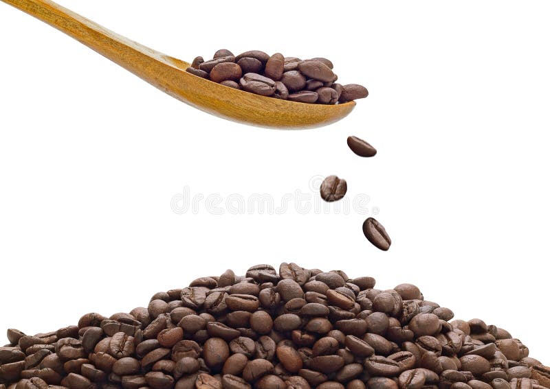 Coffee Beans Drop on White Background Stock Photo - Image of energy ...