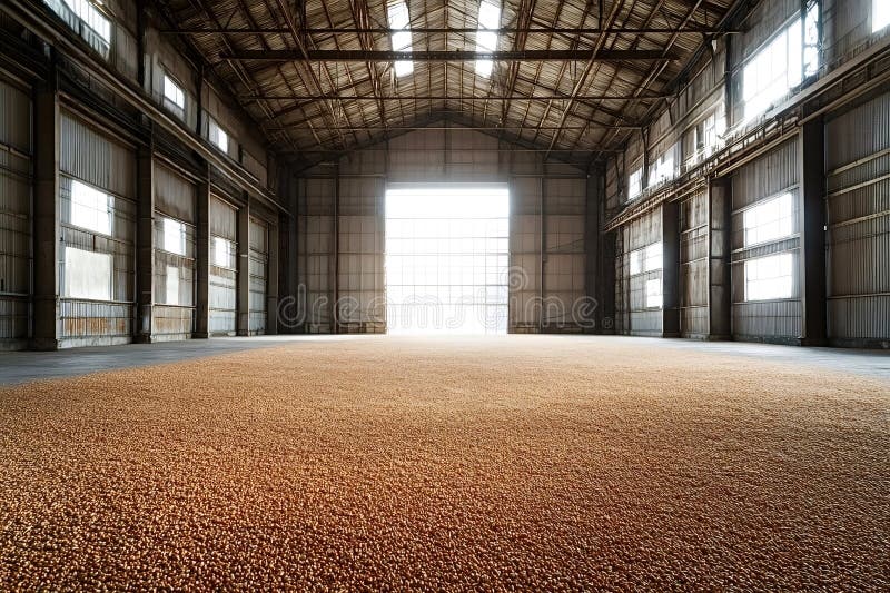 Coffee Beans Drying Inside a Warehouse: a Post-harvest Scene Stock ...