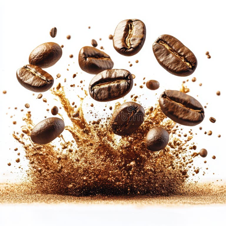 Coffee Beans Exploding in Brown Splash Stock Illustration ...