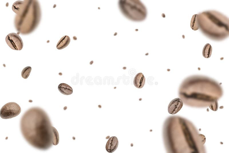 Coffee Beans Fall Background. Black Espresso Coffee Bean Falling ...