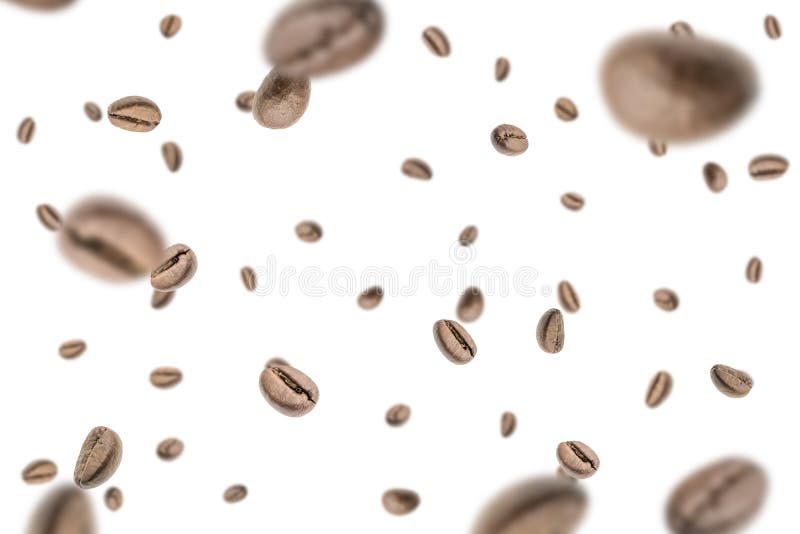 Coffee Beans Falling Background. Black Espresso Coffee Bean Flying ...