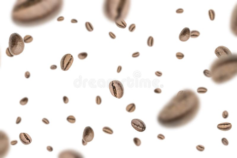 Coffee Beans Fall Background. Black Espresso Coffee Bean Falling ...