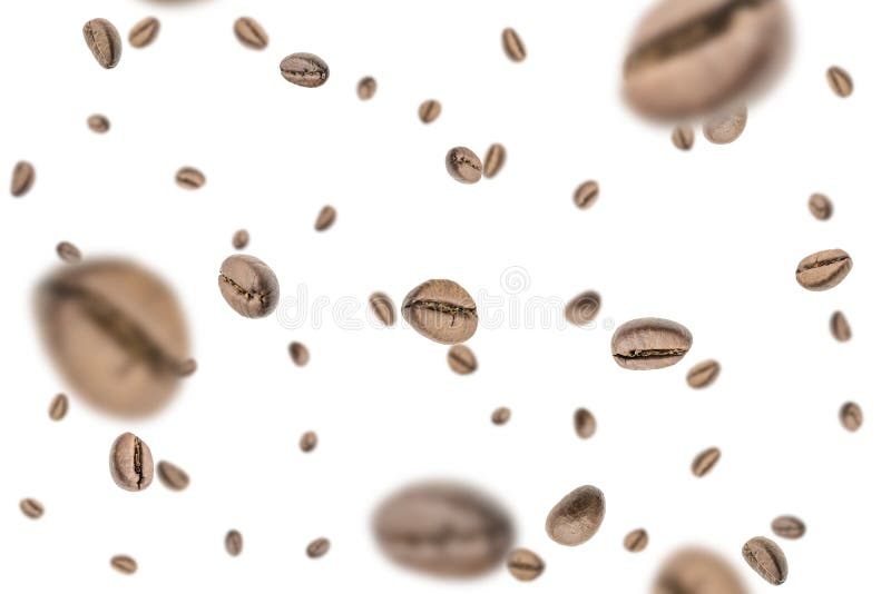 Coffee Beans Falling Background. Black Espresso Coffee Bean Flying ...