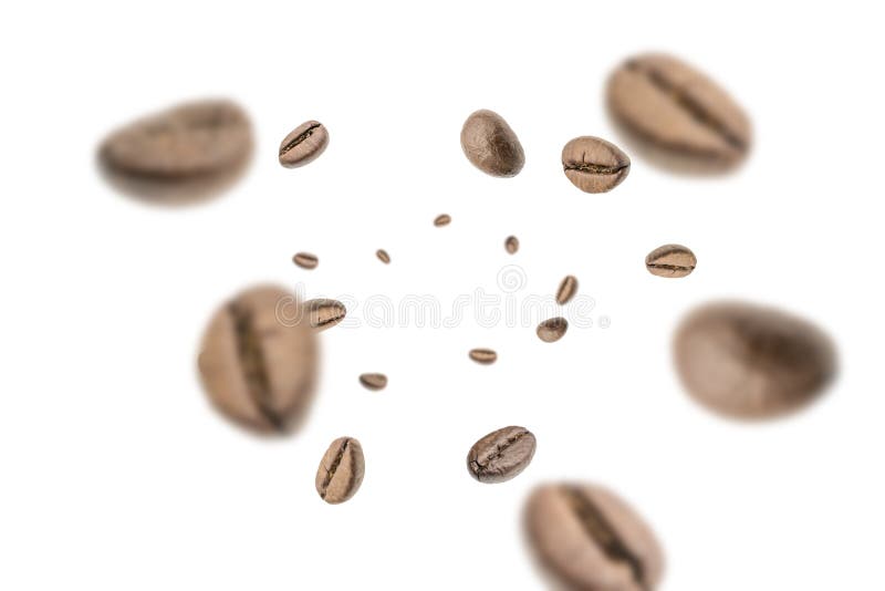Coffee Beans Falling Background. Black Espresso Coffee Bean Flying ...