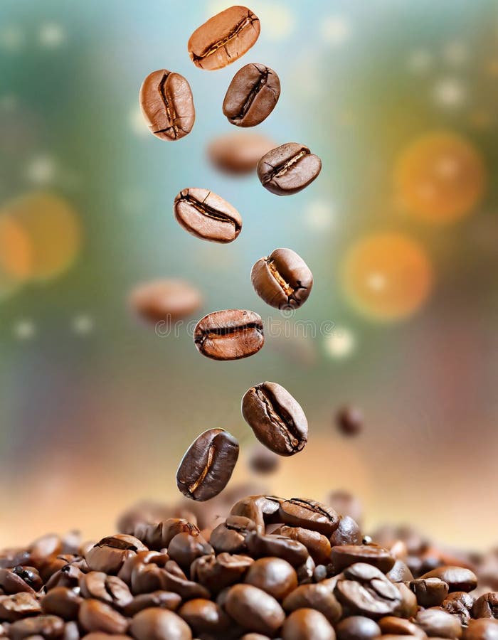 Coffee beans falling down stock illustration. Illustration of decaf ...
