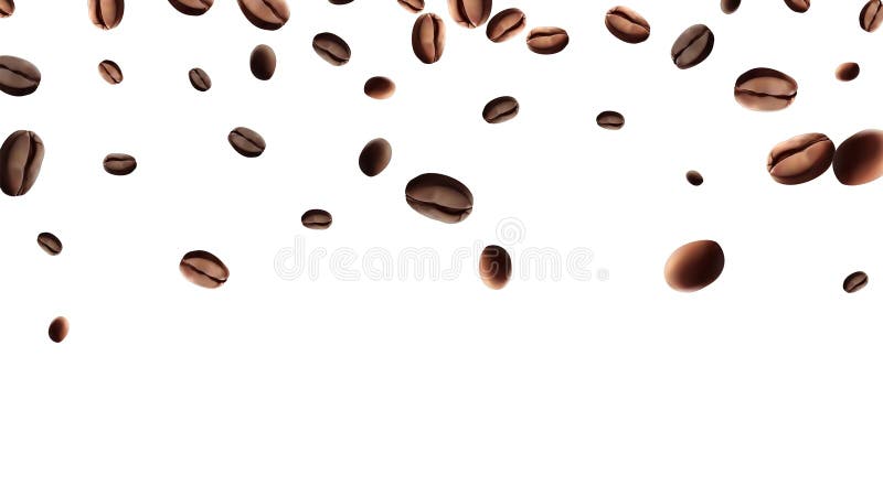 Coffee Beans Falling Vector Illustration 3D Realistic Coffee Beans ...