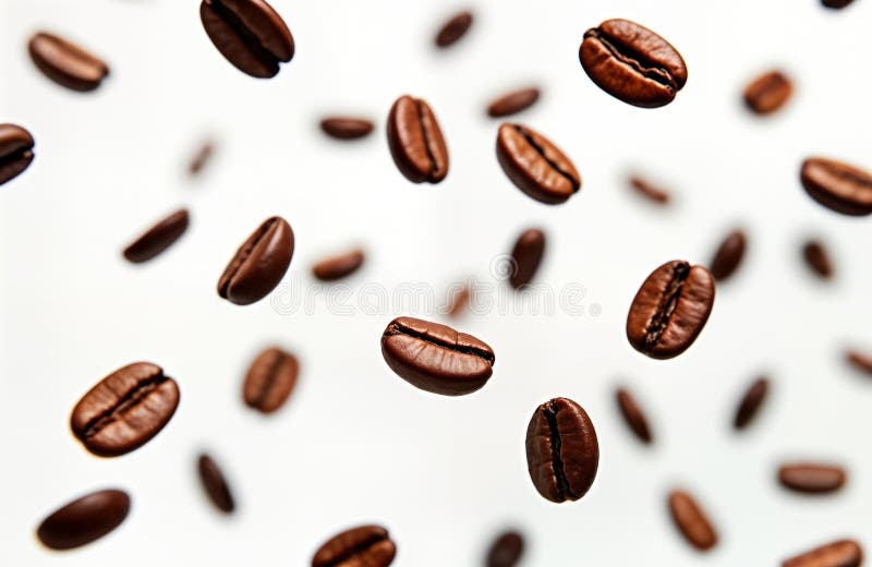 Coffee Beans Falling on White Background. Studio Shot Shows Motion ...