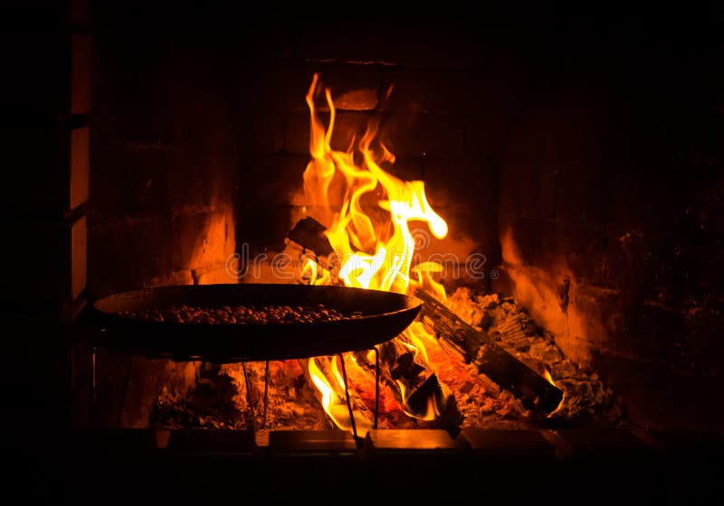 Coffee Beans and Fire in the Hearth Stock Photo - Image of cook ...