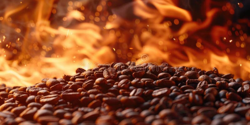 Coffee Beans on Fire stock photo. Image of flame, energy - 374230880