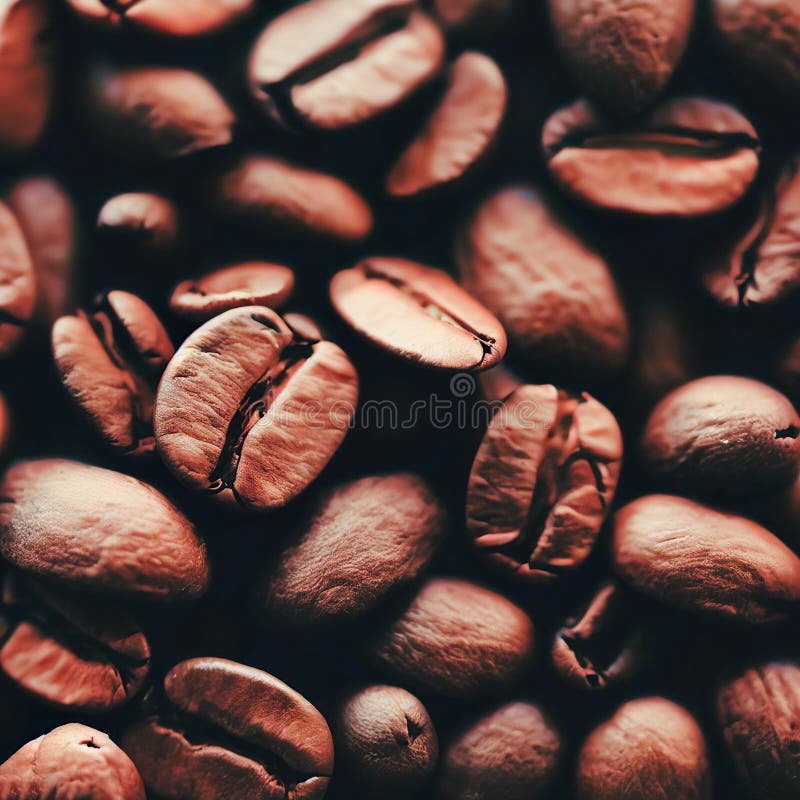 Coffee Beans Flat Art Style with Generative AI Stock Photo - Image of ...