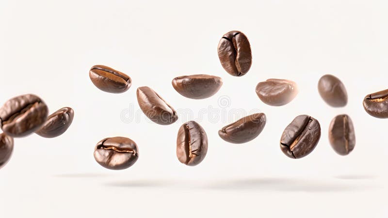 Coffee Beans are Floating Isolated on White Background Stock Footage ...