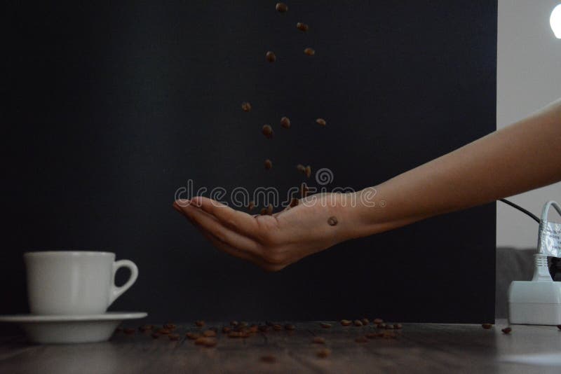 Coffee Beans Flying in the Air Stock Image - Image of white, black ...