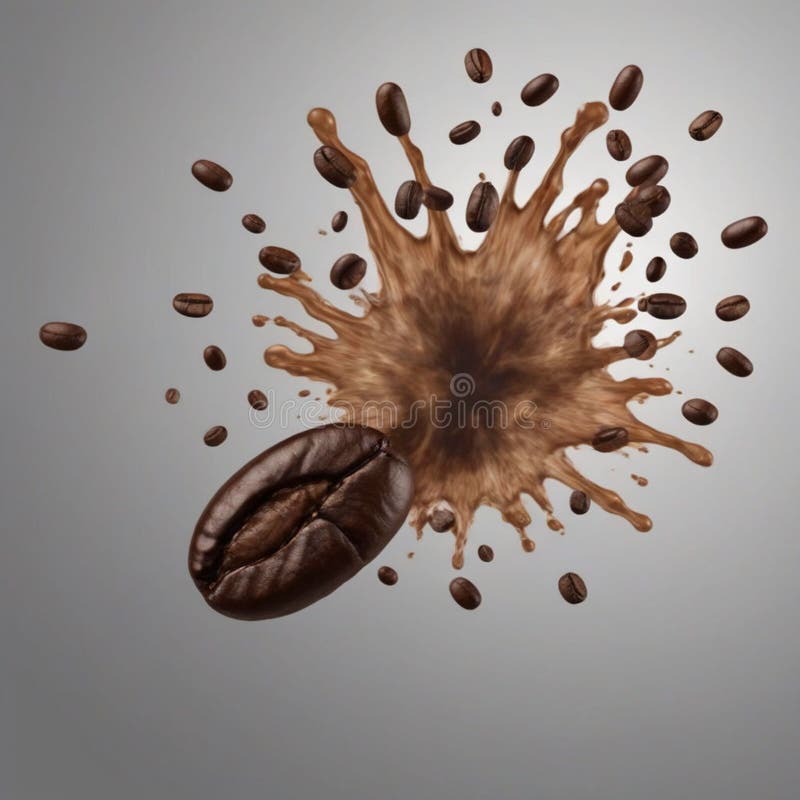 Coffee Beans Flying in the Air Explosion Splashes of Coffee Drinks ...