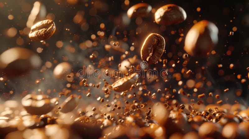 Coffee Beans Flying in the Air, Perfect for Coffee Shop Ads Stock Photo ...