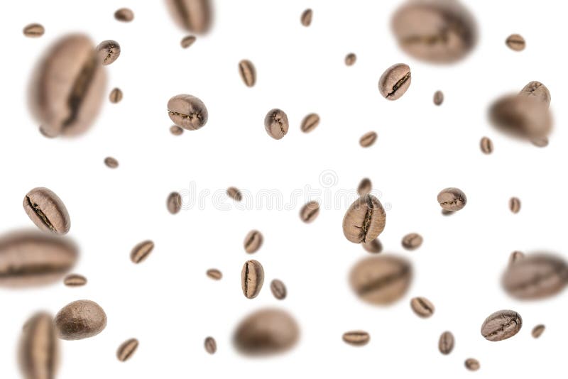 Coffee Beans Fall Background. Black Espresso Coffee Bean Falling ...