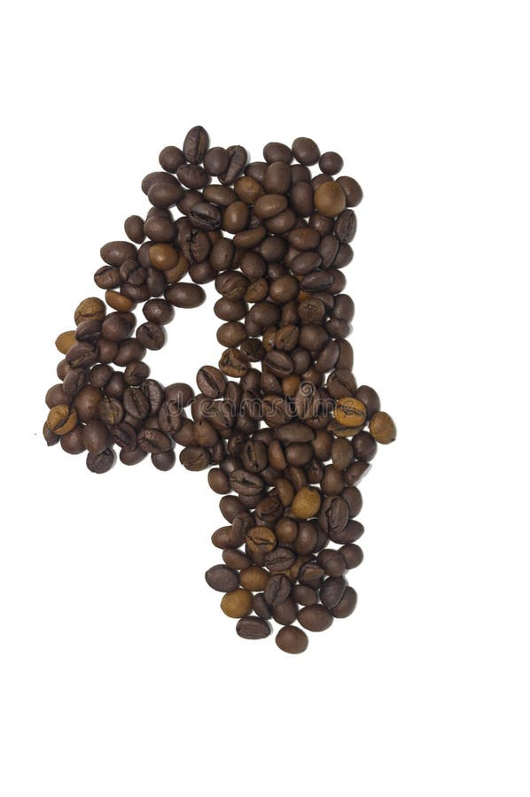 Coffee Beans in the Form of a Number 4 Stock Image - Image of chocolate ...