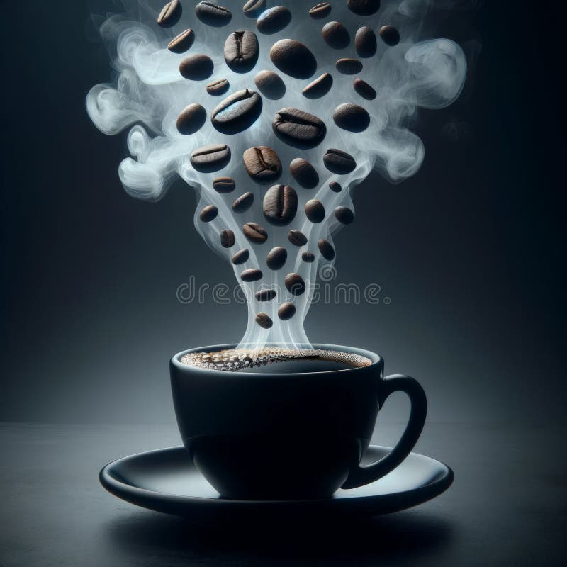 Coffee Beans Formed by Coffee Smoke Art Stock Illustration ...