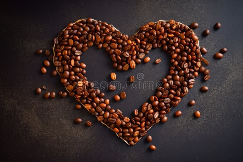 Coffee Beans Forming a Heart Shape on a Dark Surface Stock Image ...