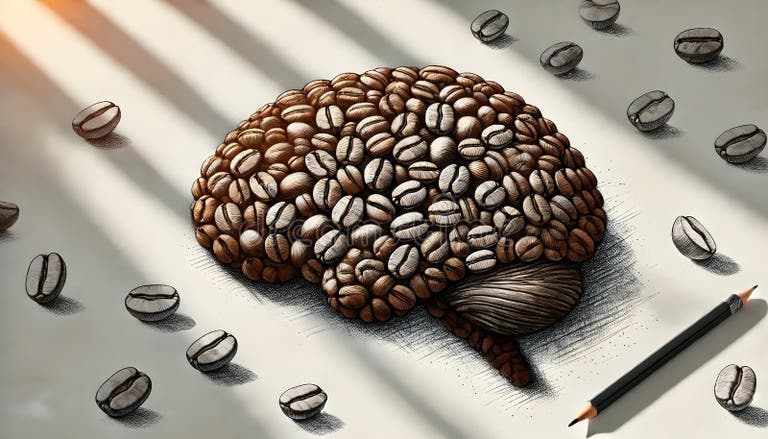 Coffee Beans Forming a Human Brain â€ Caffeine Effects on Brain ...