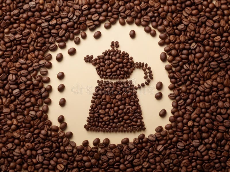 Coffee Beans Forming the Shape of a Coffee Pot Stock Illustration ...