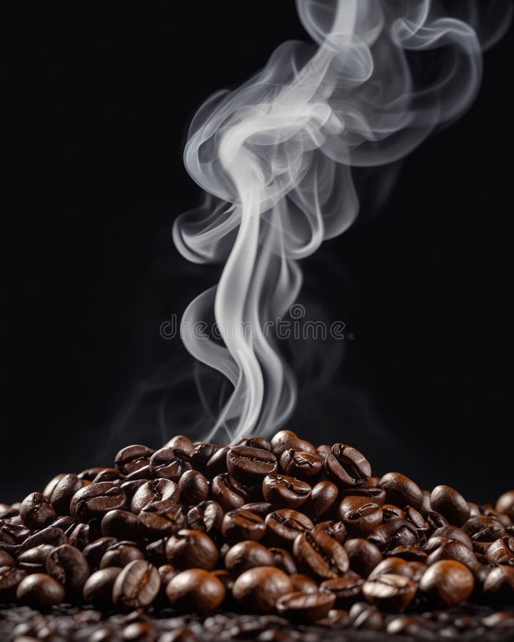 Coffee Beans Fresh Roast with Smoke Stock Photo - Image of traditional ...