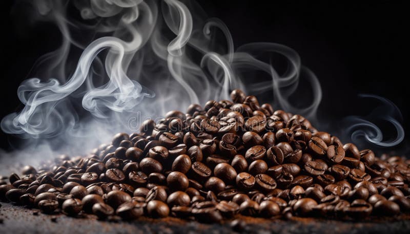 Coffee Beans Fresh Roast with Smoke Stock Image - Image of steam, smoke ...