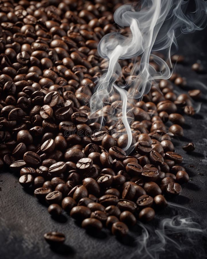 Coffee Beans Fresh Roast with Smoke Stock Photo - Image of roasted ...