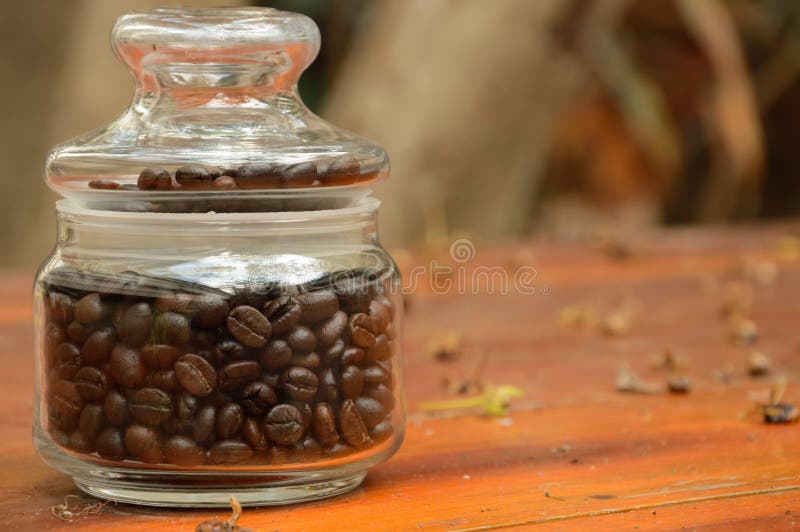Coffee Beans in Glass Bottle Stock Photo - Image of black, brew: 39511026