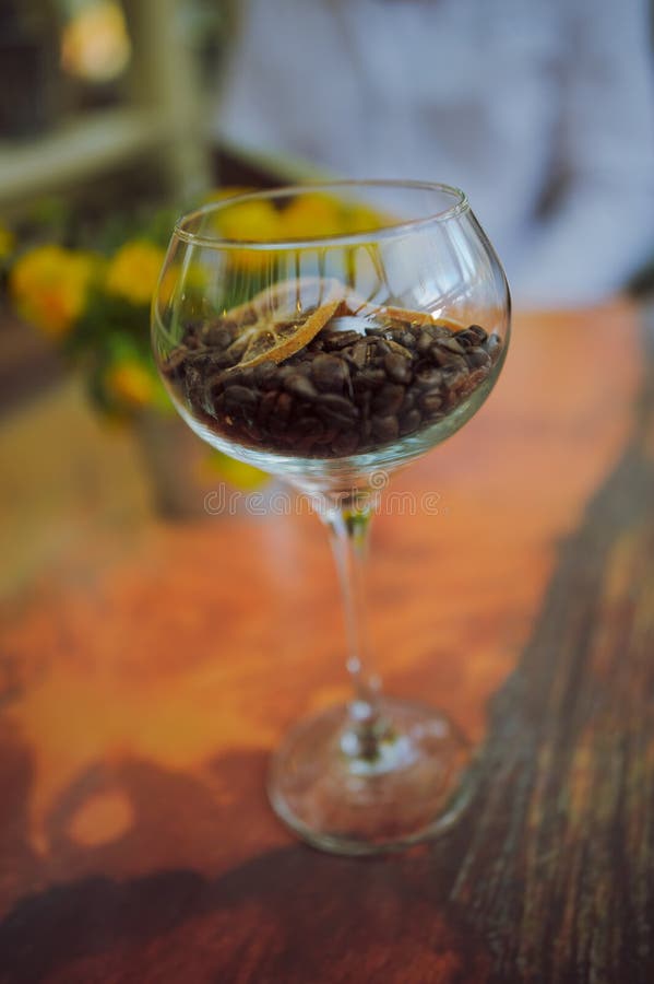 Coffee beans in glass stock photo. Image of bean, filter - 80167546