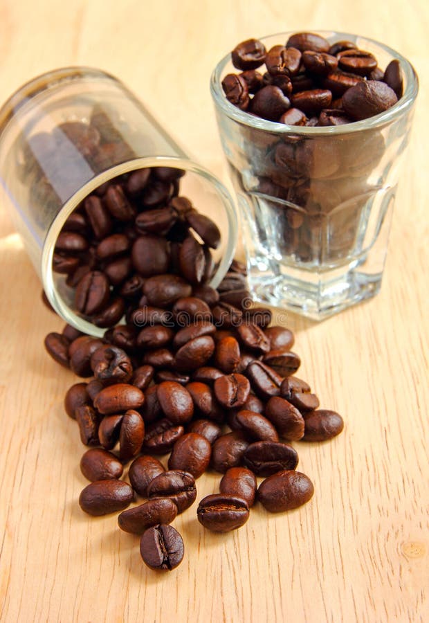 Coffee beans in glasses stock image. Image of color, grain - 25584641