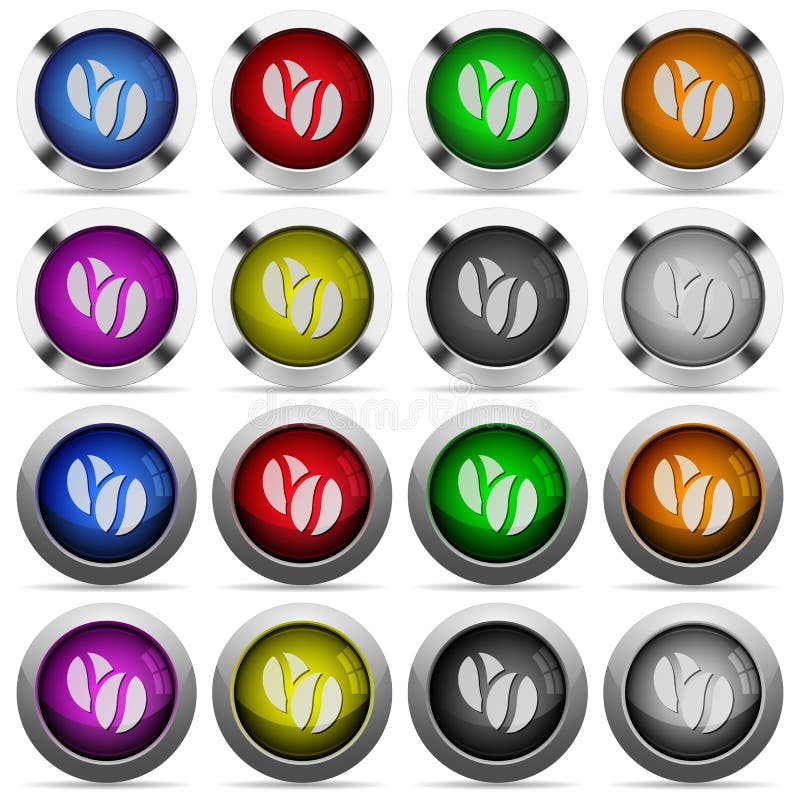 Coffee Beans Glossy Button Set Stock Vector - Illustration of coffee ...