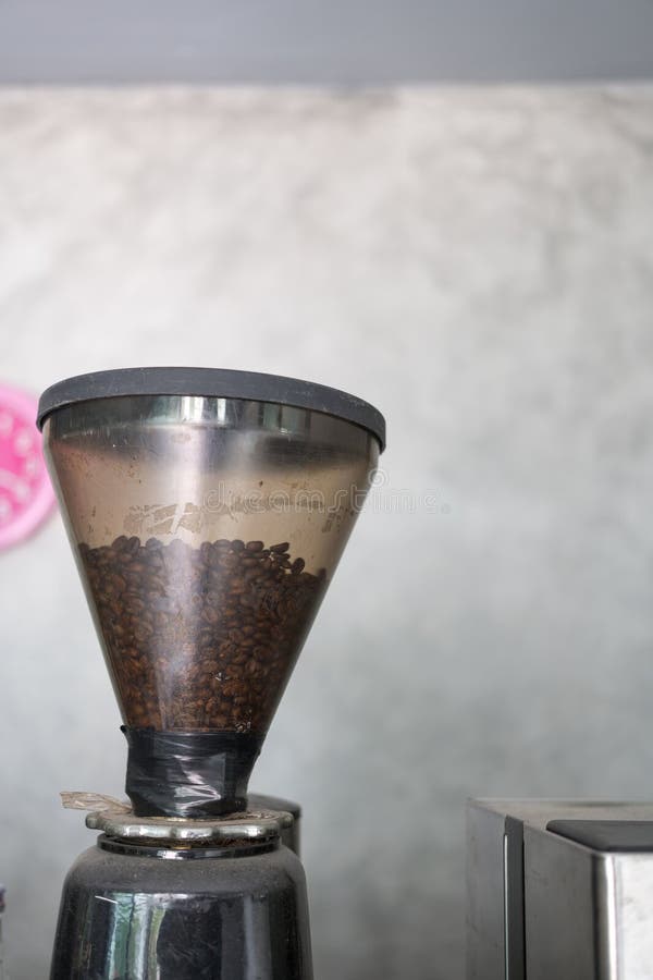 Coffee Beans in Coffee Grinder Machine Stock Photo - Image of roasted ...