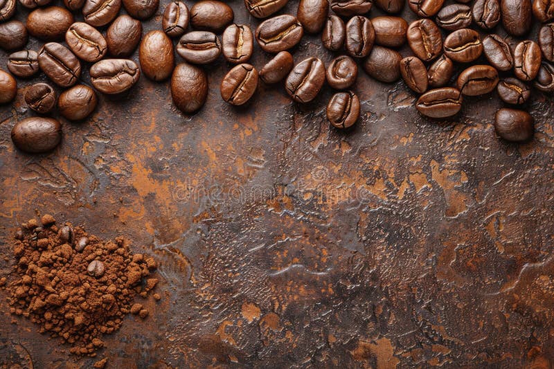 Coffee Beans and Ground Coffee on a Rusty Surface Stock Photo - Image ...