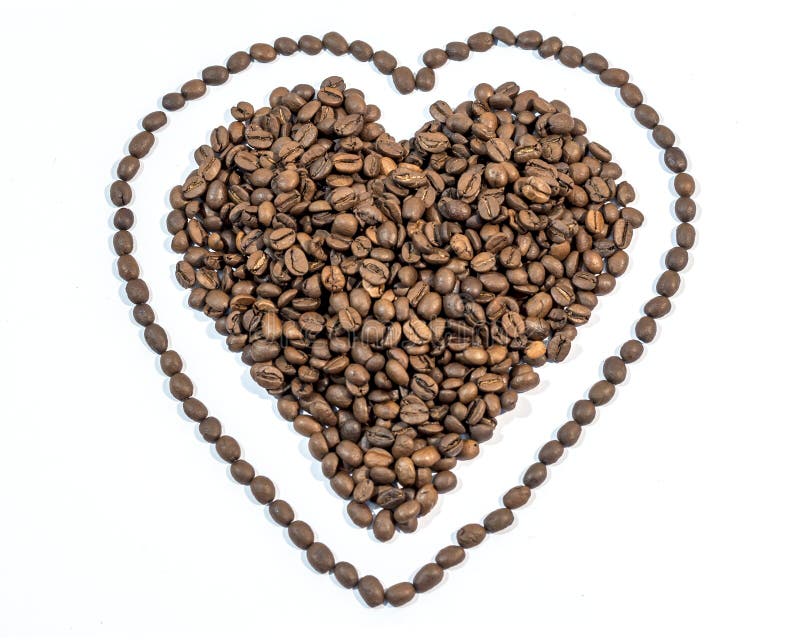 Coffee Beans Heart Shape Line Around Heart White Background Stock ...