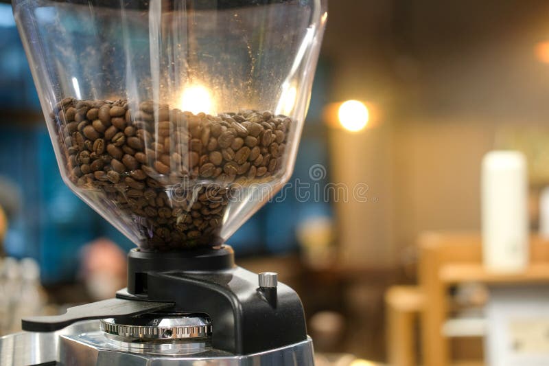 Coffee Beans Inside the Machine Hopper in Cafe Stock Illustration ...