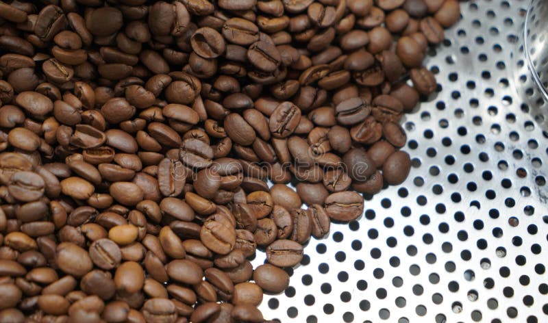 Coffee Beans Inside Coffee Maker Stock Photo - Image of handful ...